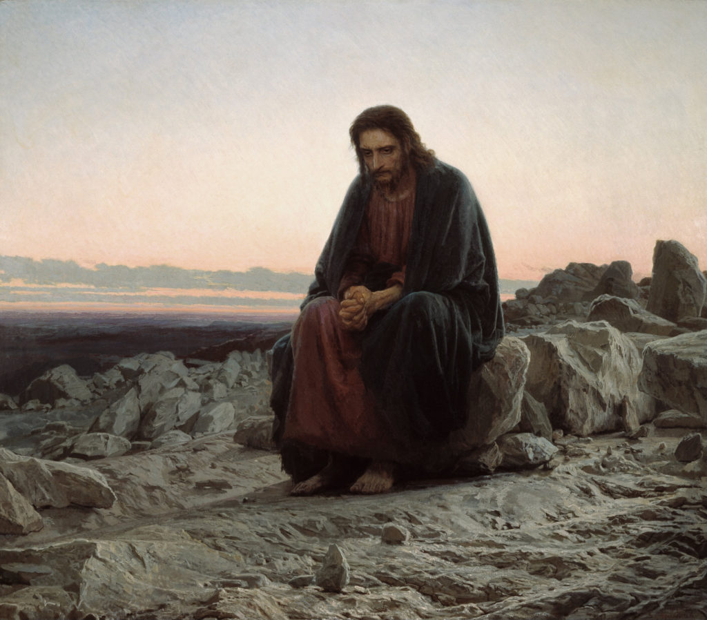 Jesus Praying On The Rock